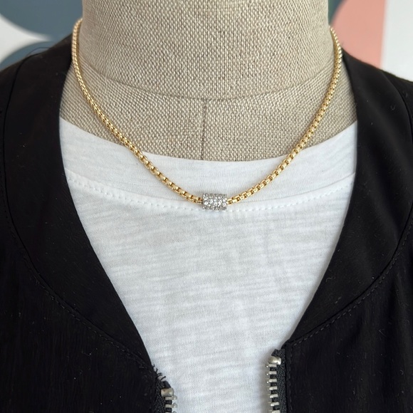 Jewelry | Gold Box Chain With Pave Barrel Clasp New | Poshmark